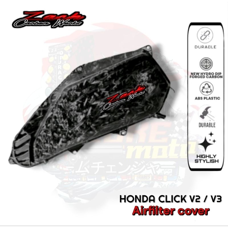 NEW!! Honda Click v2,v3 forged hydro dip carbon airfilter cover ...