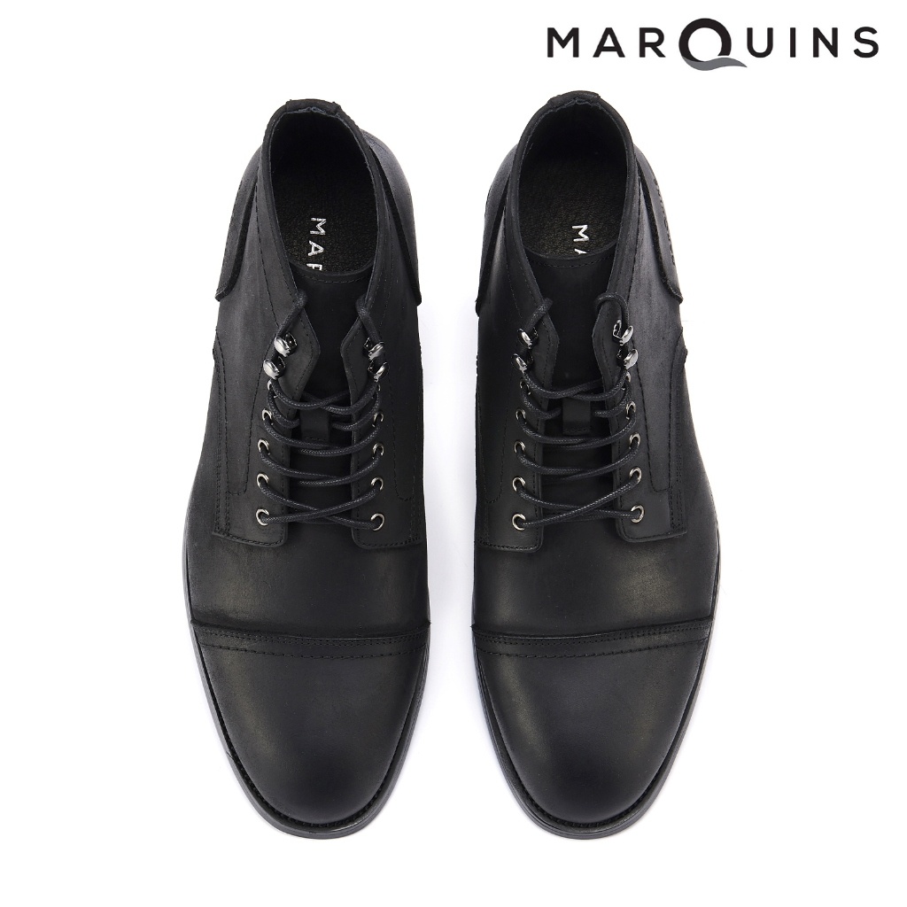 Marquins Genuine Leather Derby Boots for Men - CAPTAIN Matte Black ...