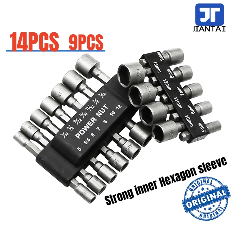 Power Nuts Driver Drill Bit Tools Set, 1/4 inch Hex Metric & SAE Socket ...