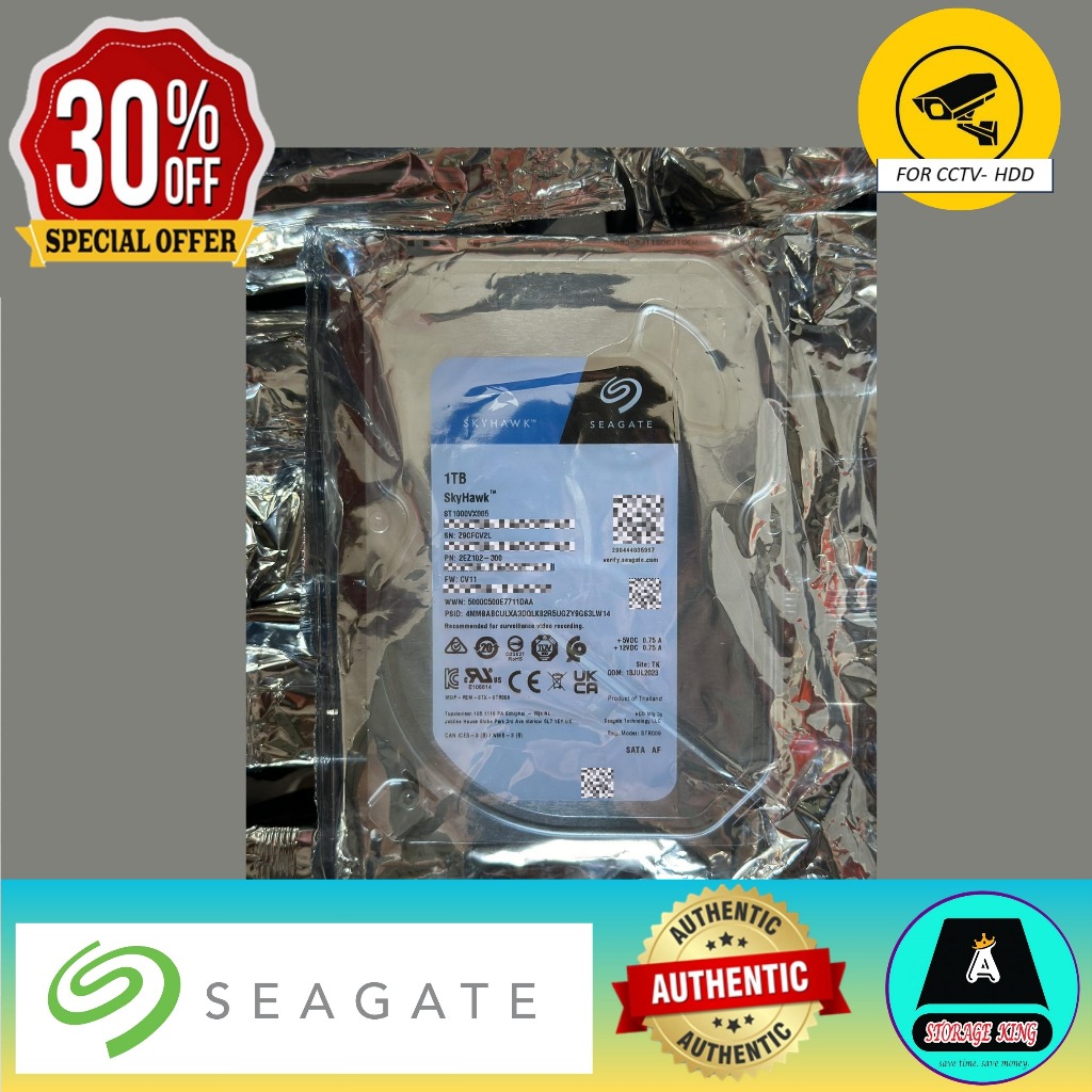 Seagate Skyhawk 1TB CCTV Surveillance Hard Disk Drive (for CCTV) SATA 3 ...