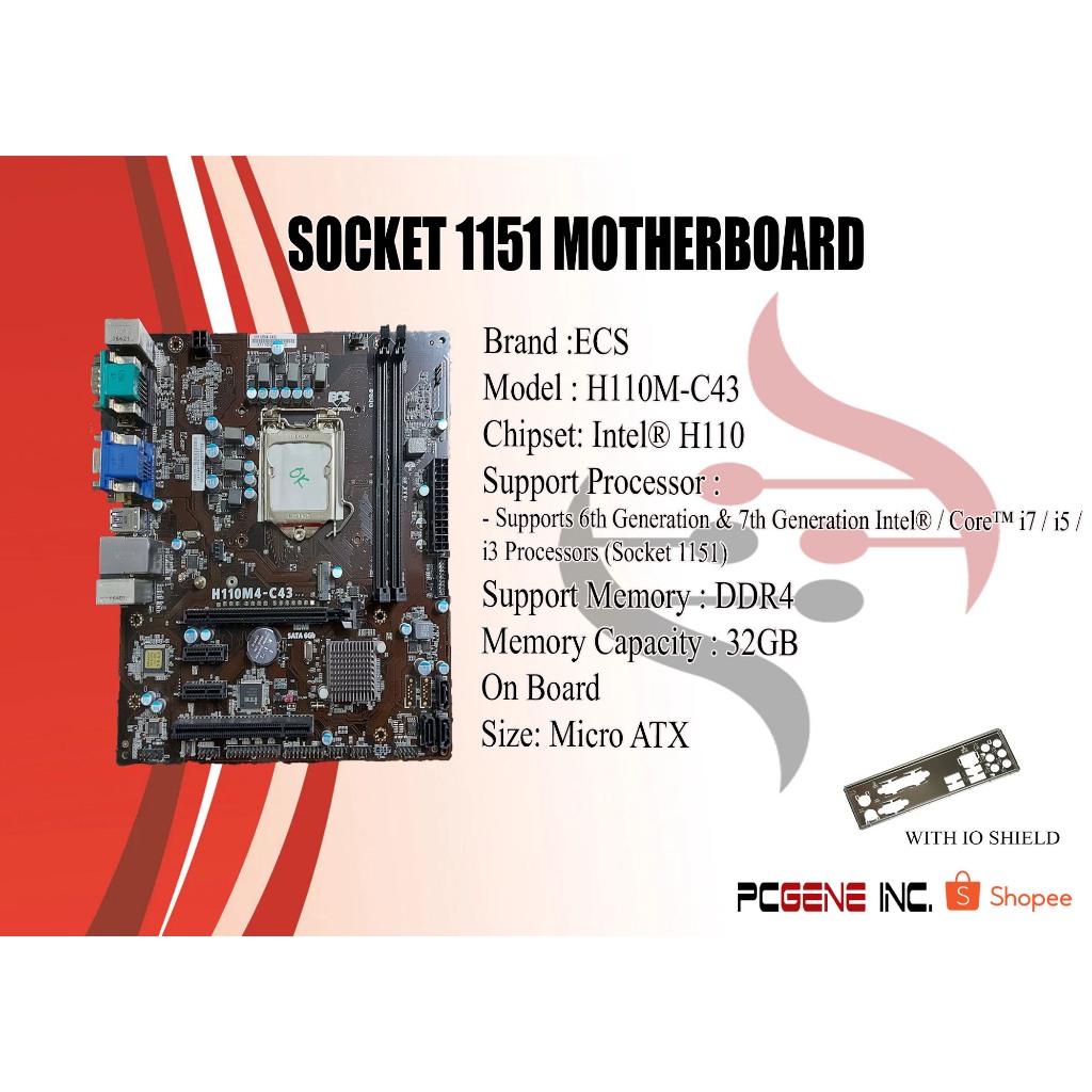 Socket 1151 Motherboard H110 ECS | Shopee Philippines