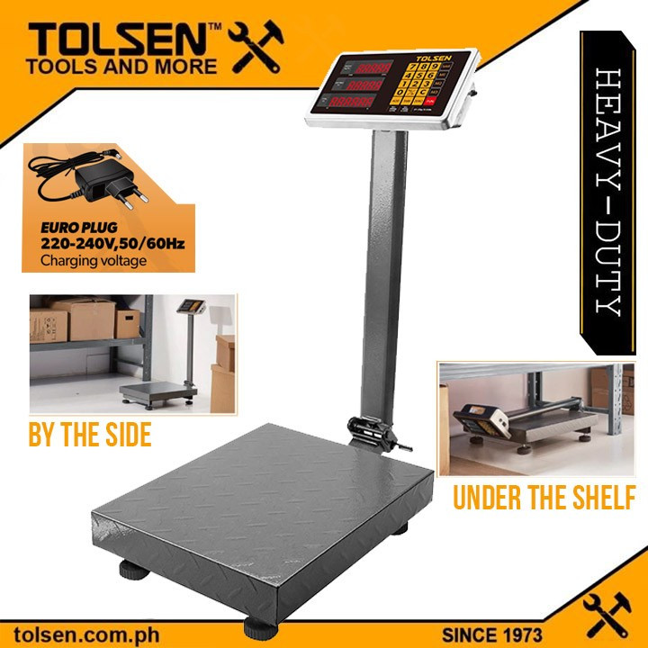 Tolsen Electronic Digital Platform Weighing Scale w/ Built in Battery (100KG - 300KG Capacity ...