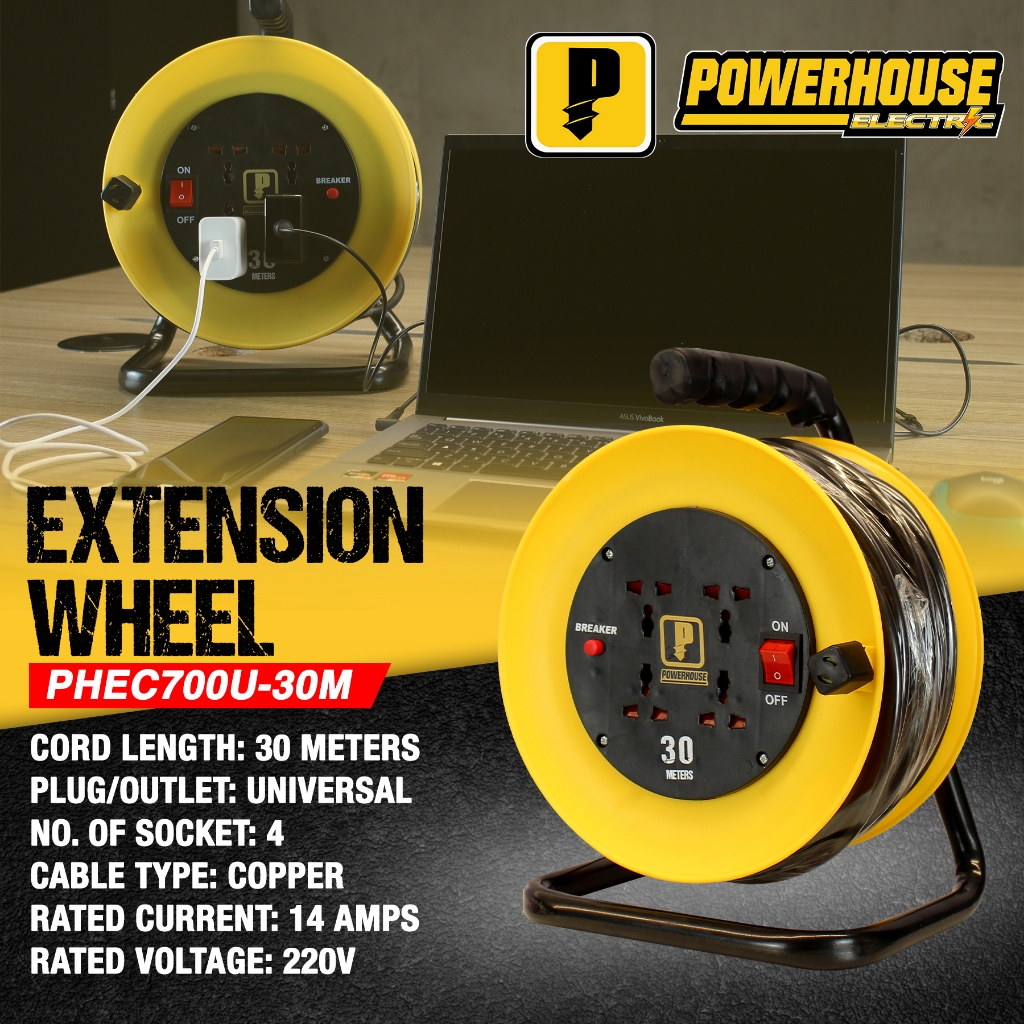 Powerhouse Electric Heavy Duty Extension Wheel 10A 10M 13A 30M | Shopee ...