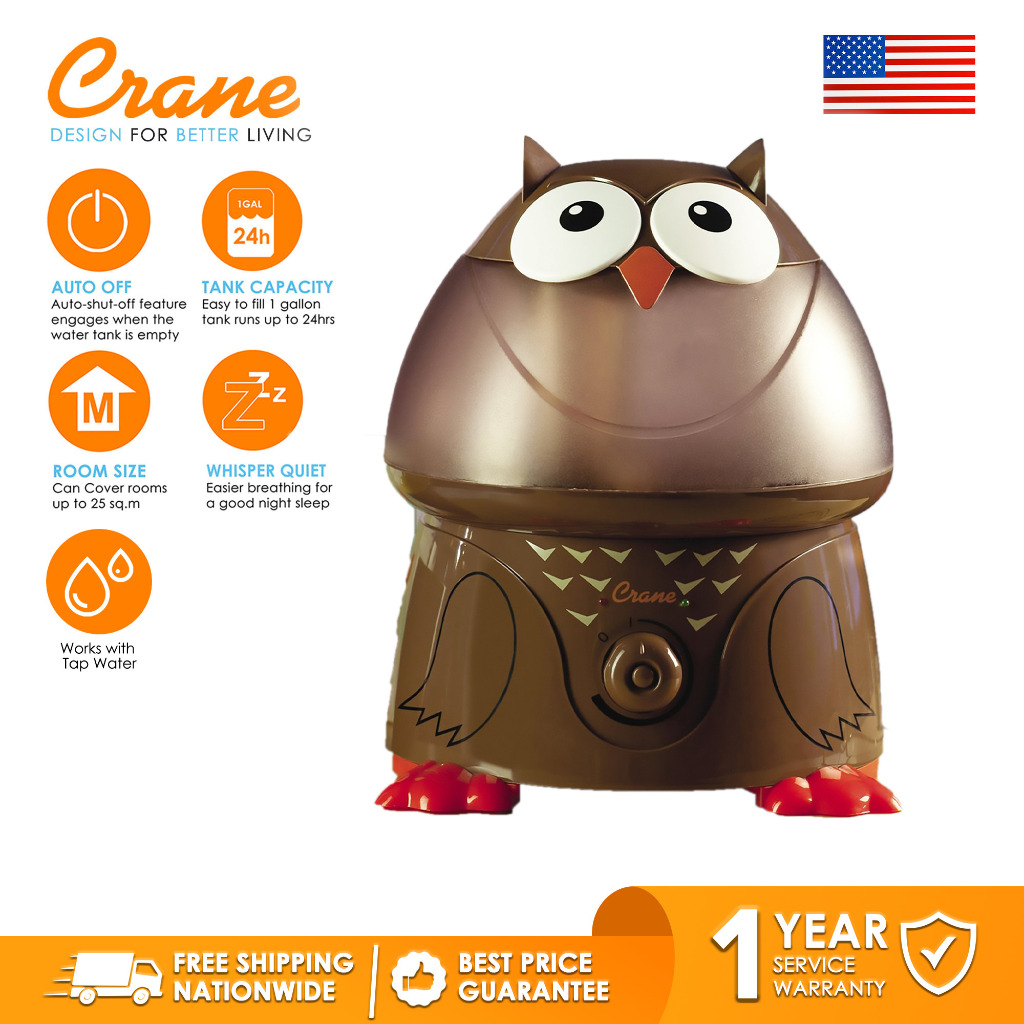 Crane Adorable Ultrasonic Cool Mist Humidifier Oscar The Owl for Cough ...