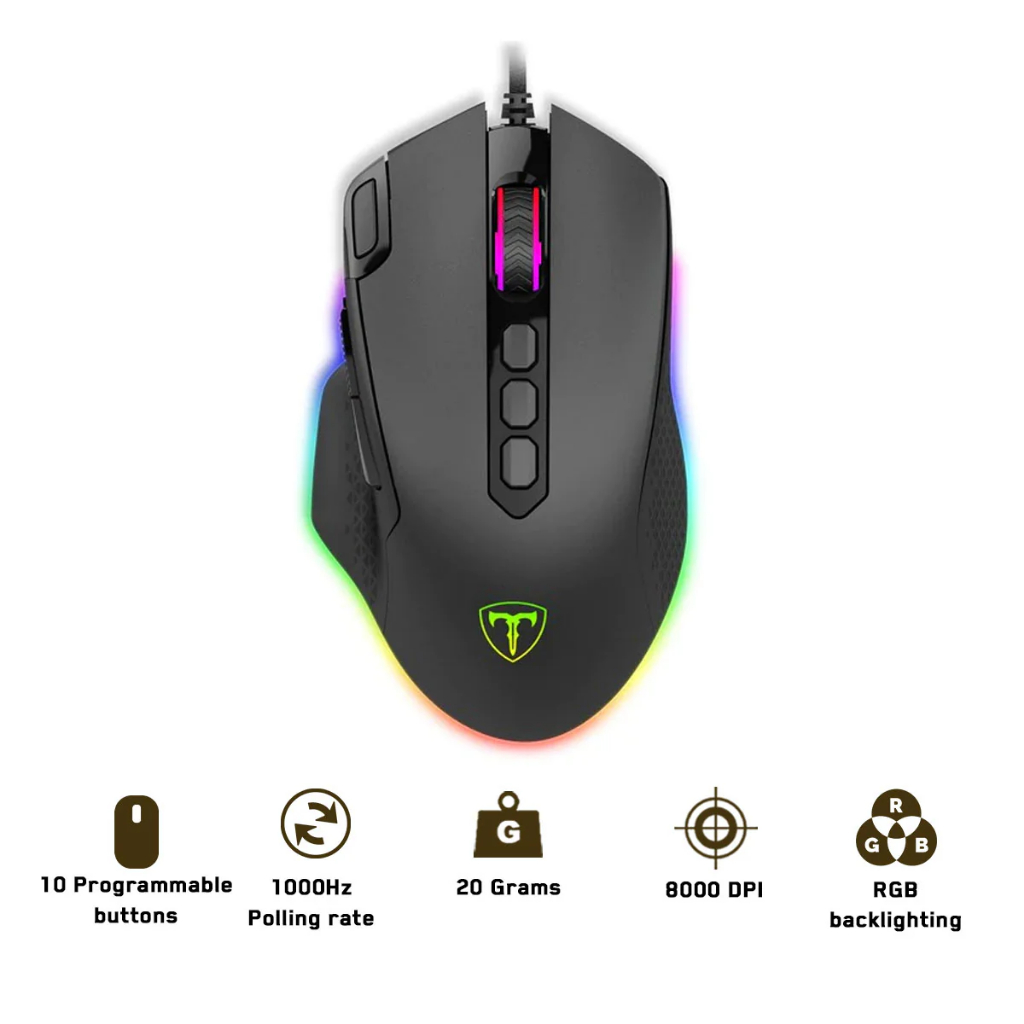 T-Dagger T-TGM305 Bettle 10-Button RGB Backlighting Wired Gaming Mouse ...