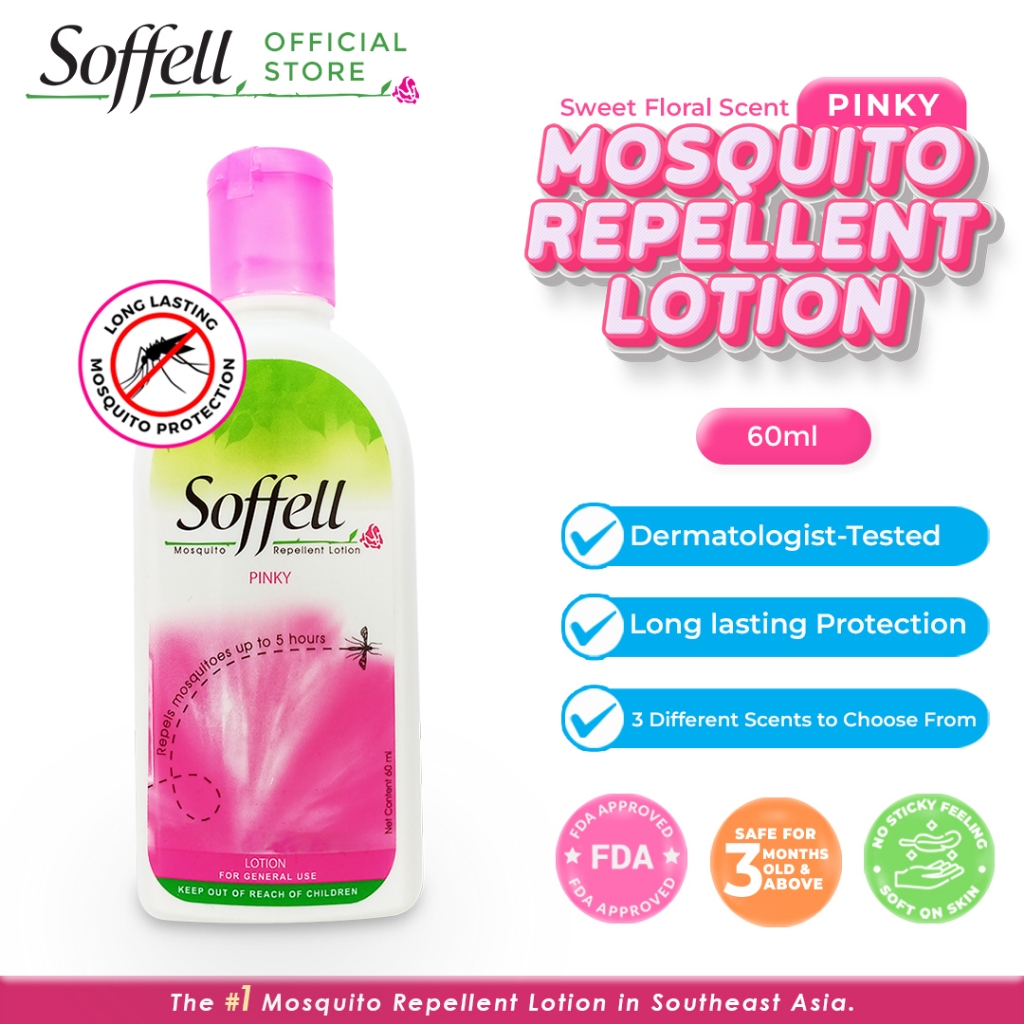Soffell Mosquito Repellent Lotion Pinky (Floral) 60ml | Shopee Philippines