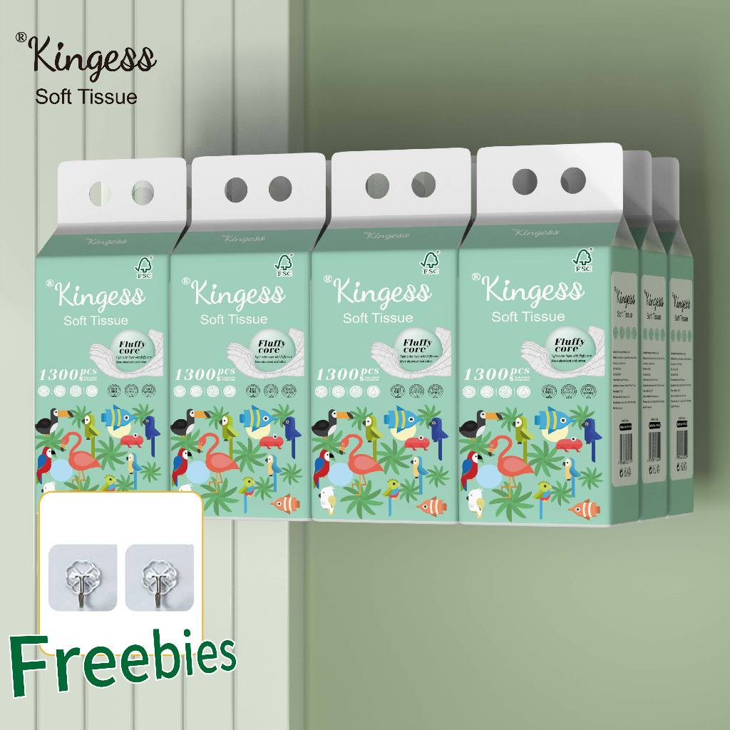 6 Pcs 1 Box Hanging Tissue 1300 Sheets Household Toilet Paper Tissue ...