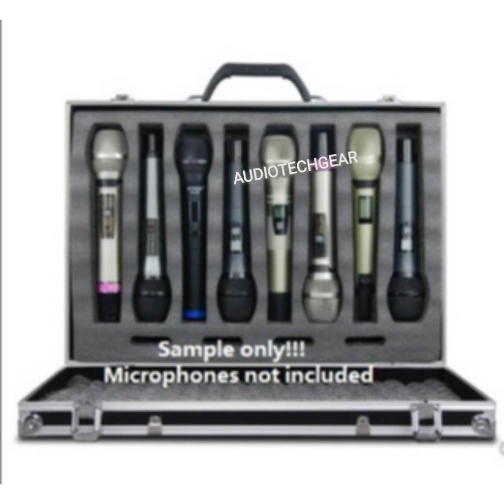 8-piece Hole MICROPHONE STORAGE CASE Handheld Aluminum Microphone Box ...