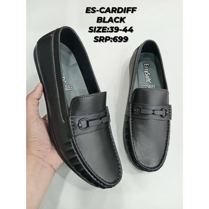 CARDIFF Easysoft Black Loafers Formal Casual School Office Shoes for ...