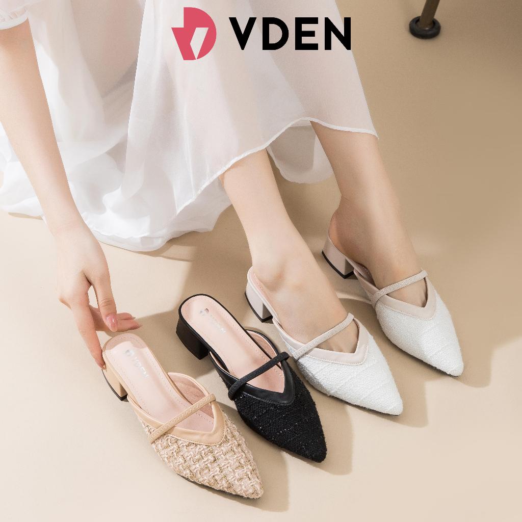 VDEN Women Mid Heels closed Pointy Toe Open-back Shoes 1.5INCH/4CM 1202 ...