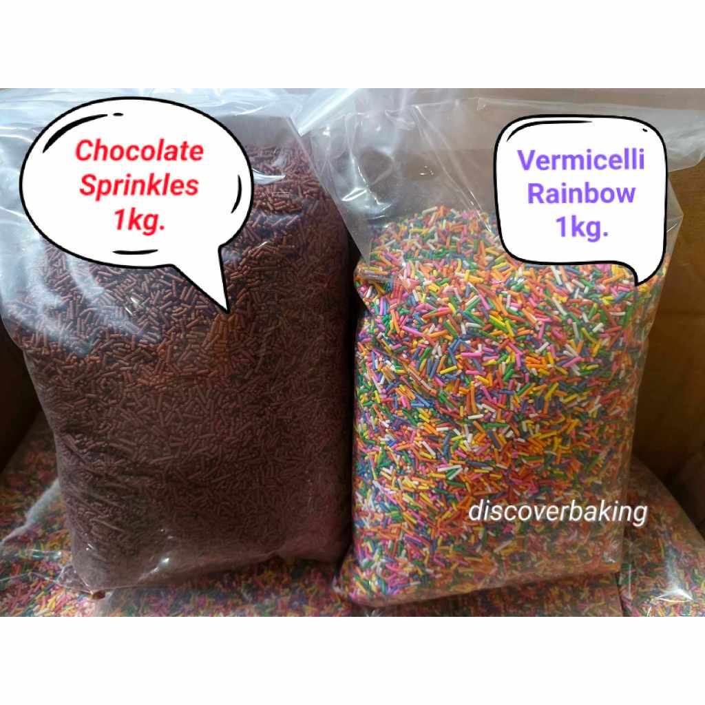 SUCERE Edible Vermicelli Rainbow and Chocolate Sprinkles in 1 KILO ...