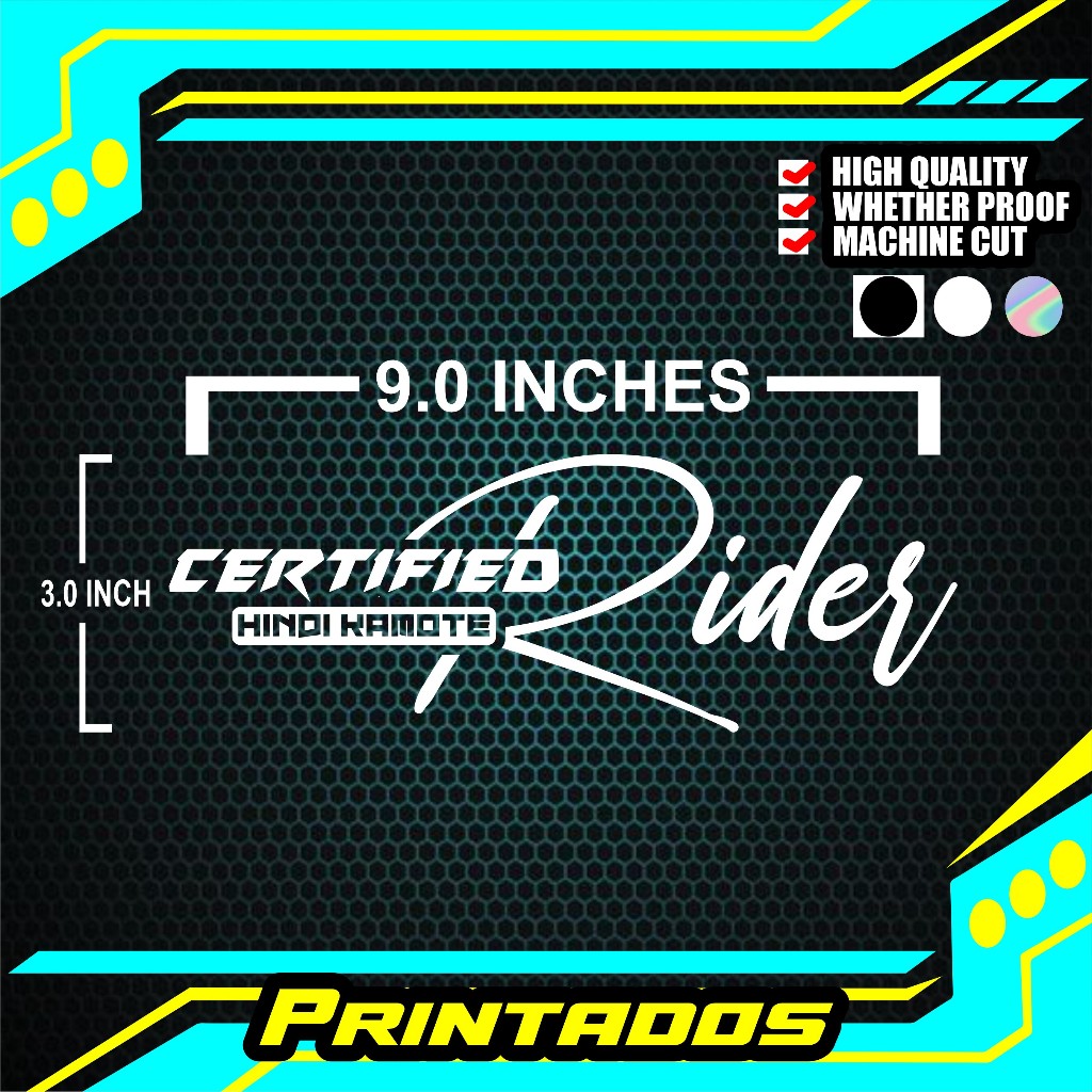 ORIGINAL CERTIFIED HND KAMOTE RIDER decal sticker cutout for car ...