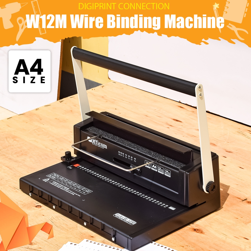 OFFICOM Wire Binding Machine W12M A4 size Heavy Duty Binder for Notebook Double Loop Wire ...