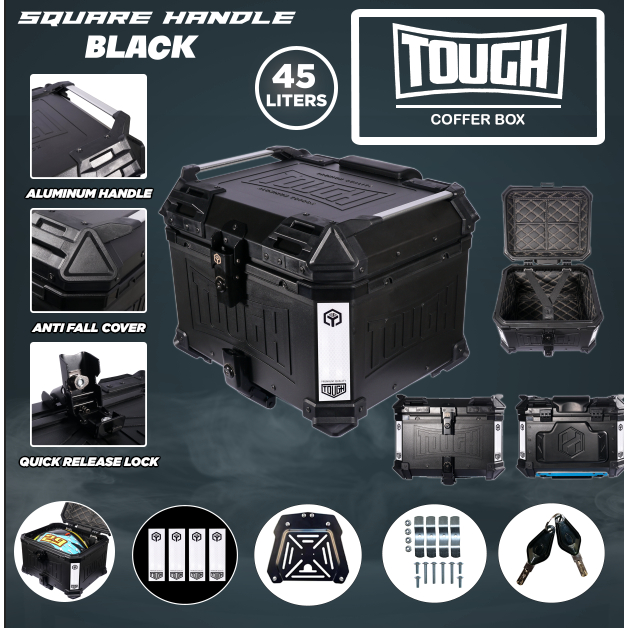 TOUGH Copper top Box 45L Double Locking Square Handle Motorcycle Box ...