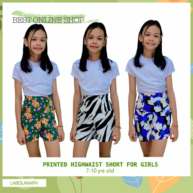 Printed Woven High Waist Shorts for Girls [ 7 to 10 yrs old ] - Dayden ...