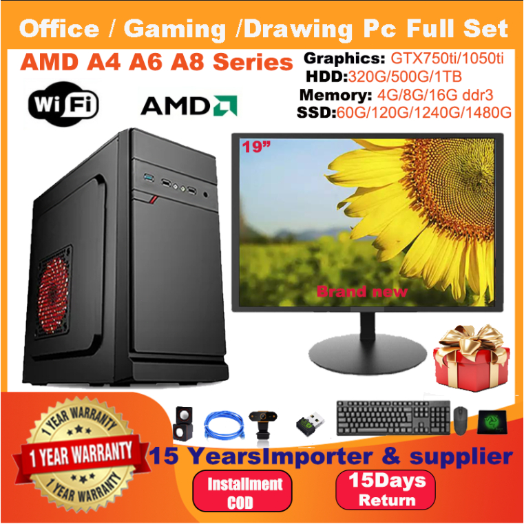 GAMING PC DESKTOP AMD A8-7680 Computer Set PC Full Set PC Set Gaming AMD A4 A6 A8 7650K 3.9 GH ...