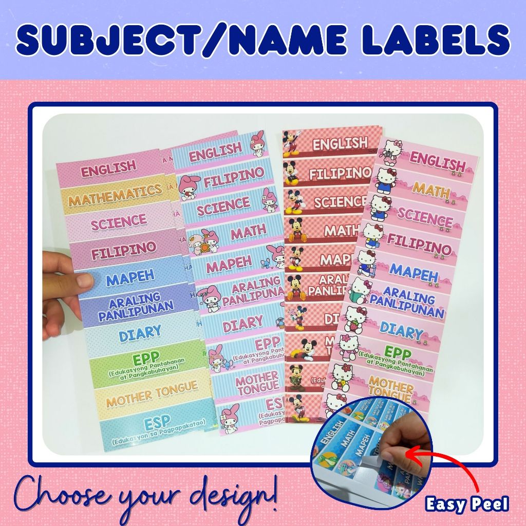 SUBJECT AND NAME STICKER LABELS FOR KID'S NOTEBOOKS/BOOKS - EASY TO ...