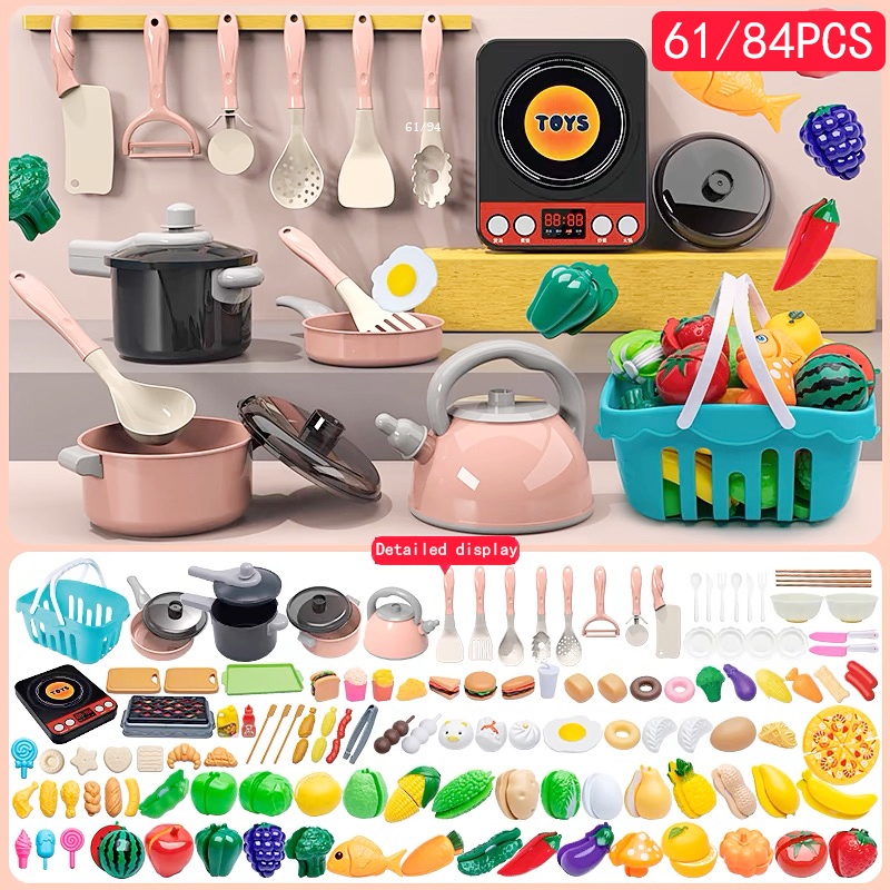 84PCS Mini Kitchen Playset Kids Plastic kitchen Cooking toy Set toys ...