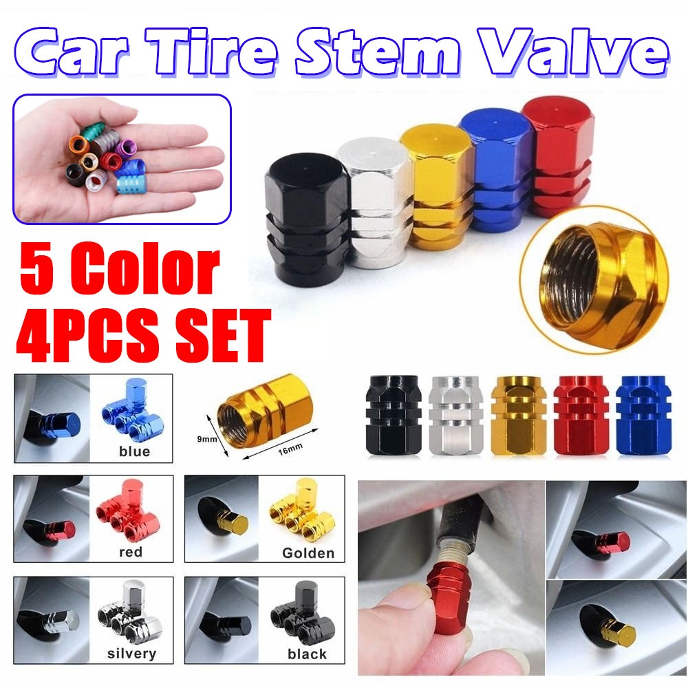 4PCS Tire Schrader Valves Caps for Bicycle Motorcycle Car Aluminium ...