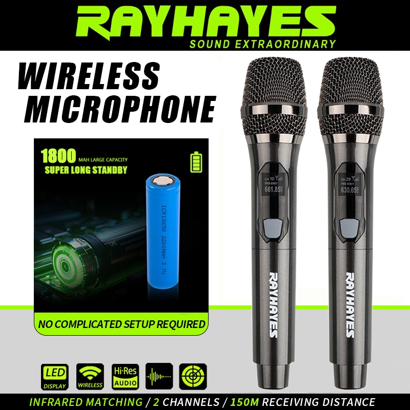 Rayhayes Professional Microphone Wireless Rechargeable UHF Lithium ...