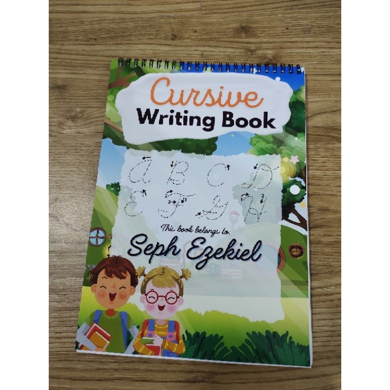 Cursive Writing Pad (wire binded, 70 pages with name tracing activity ...