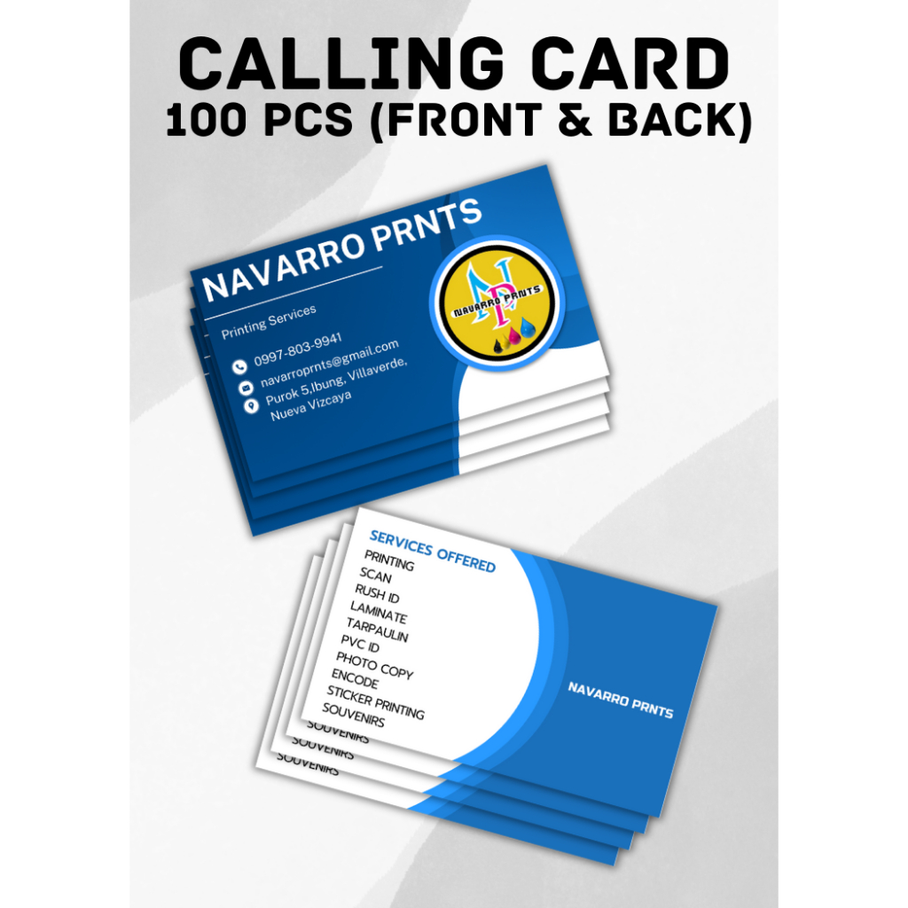 CALLING CARD | BUSINESS CARD 100 pcs Front & Back Print | Shopee ...