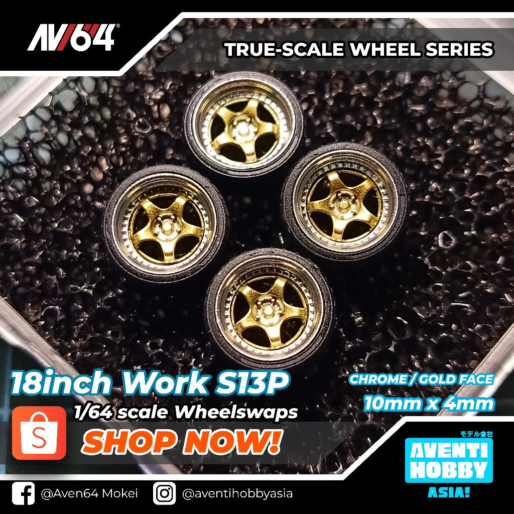1/64 Wheelswap WORK MEISTER S13P CHROME / GOLD ( 10mm x 4mm ) | Shopee Philippines