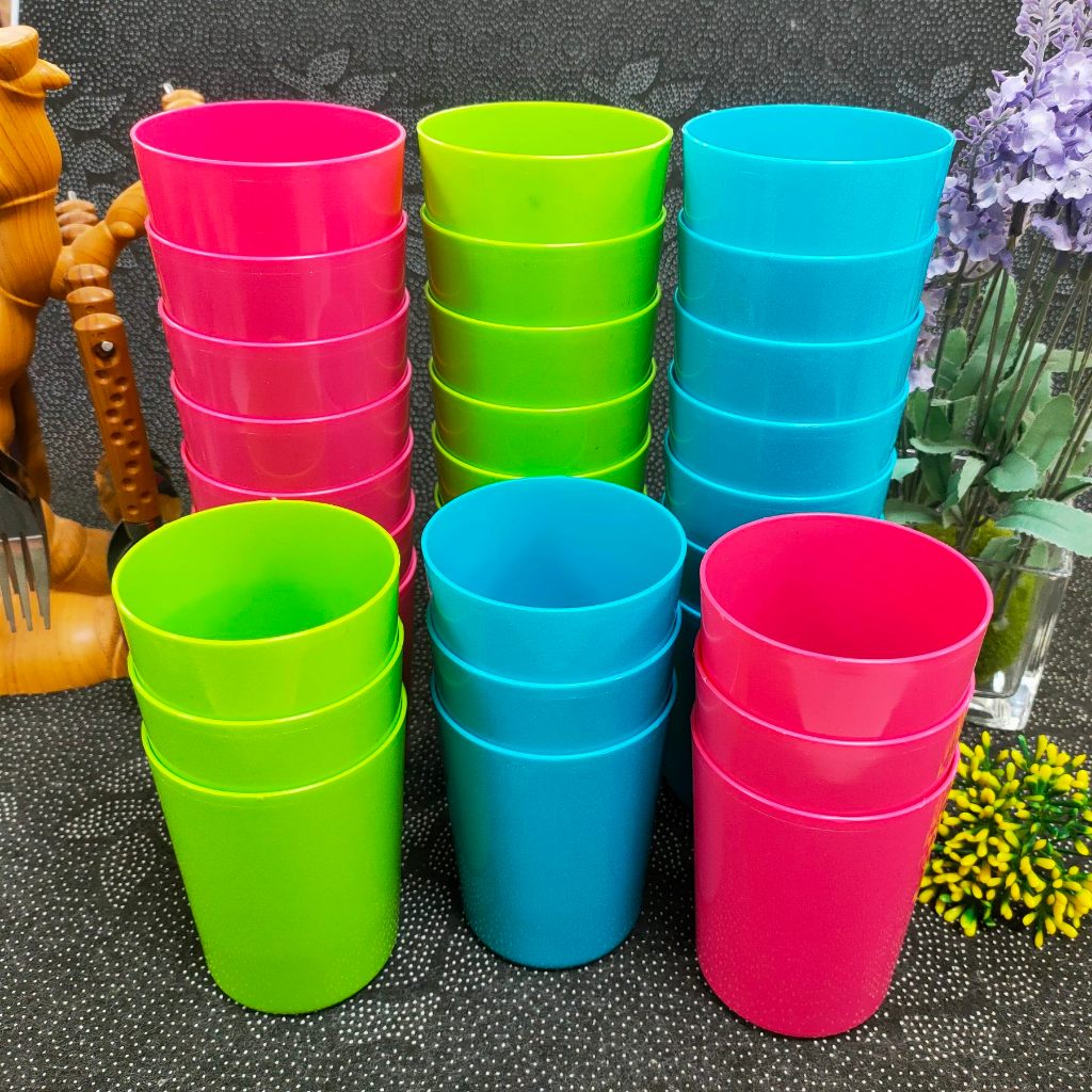 GD 10PCS (8OZ) BASO PLASTIC COLORFUL DRINKING TUMBLERS UNBREAKABLE ...