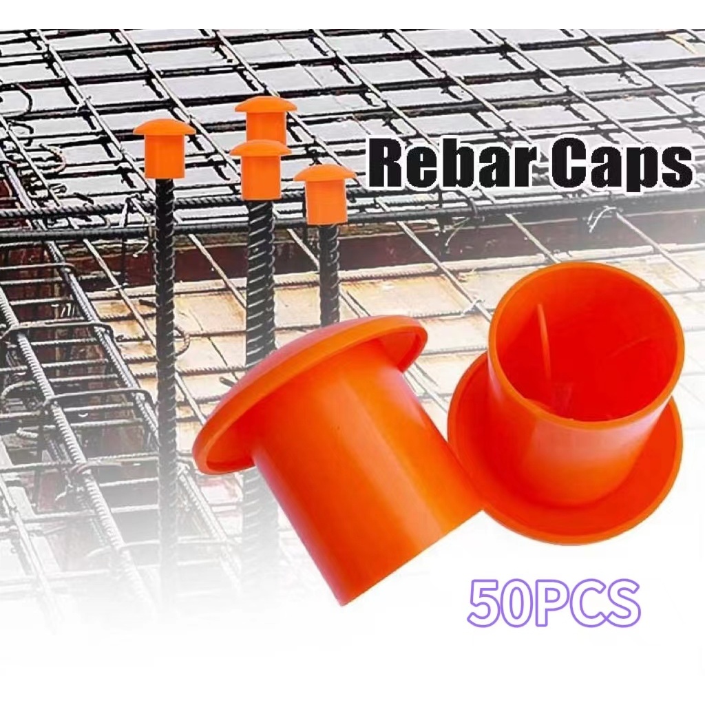 50PCS steel cap Mushroom rebar cap for 3 to 7 plastic steel cap orange ...