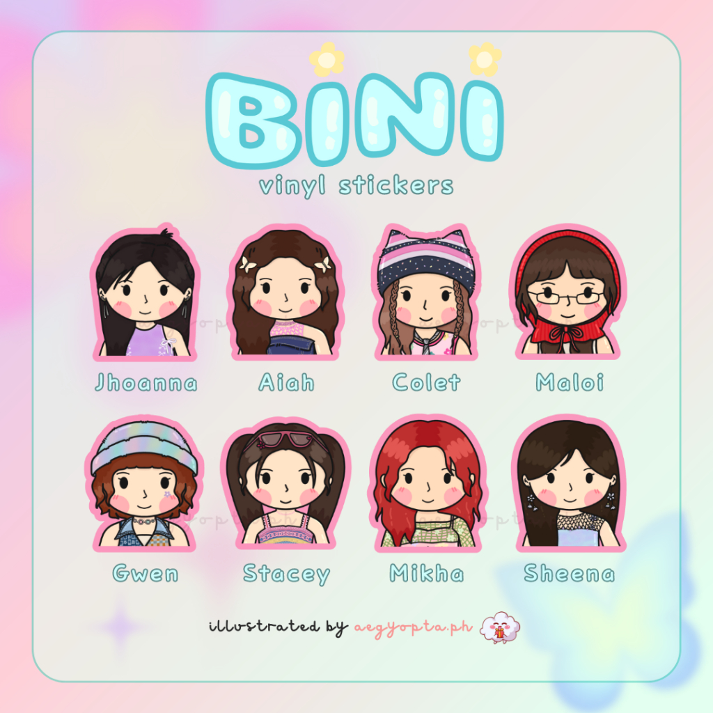 bini members premium vinyl stickers ppop (laptop / flasks / phone ...