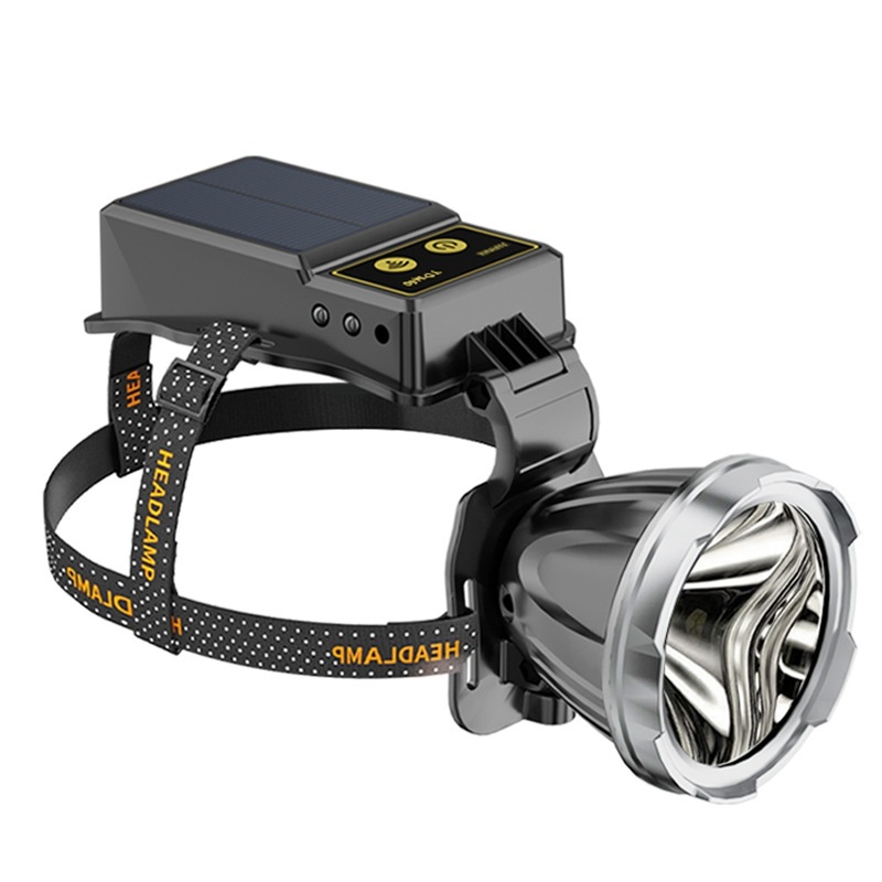 Solar Headlight Rechargeable Flashlight Type-c Charging Induction Long ...
