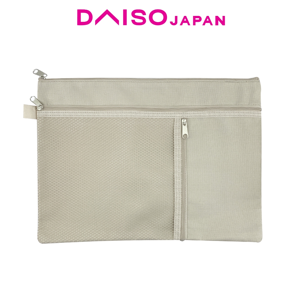 Daiso A4 Mesh Flat Case with 3 Pockets (Mocha) | Shopee Philippines