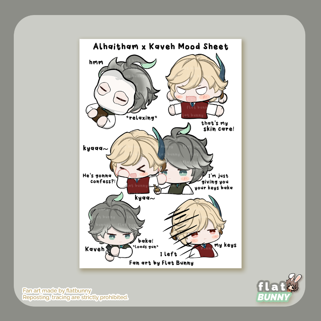 Alhaitham x Kaveh Mood Sheet | Flat Bunny Prints | Shopee Philippines