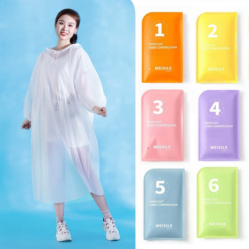 SJW 1Pc Disposable Card Raincoat Portable Compression Thickened Adult ...