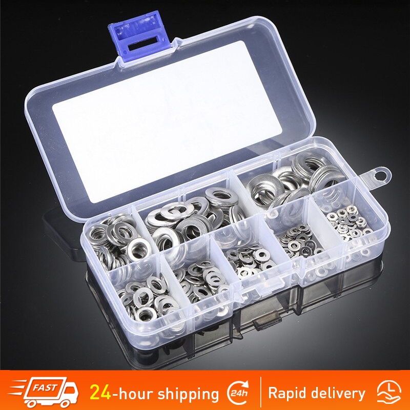 360PCS Flat Washers 304 Stainless Steel M3 M4 M5 M6 M8 M10 Flat Washer Plain Gasket Spacers ...