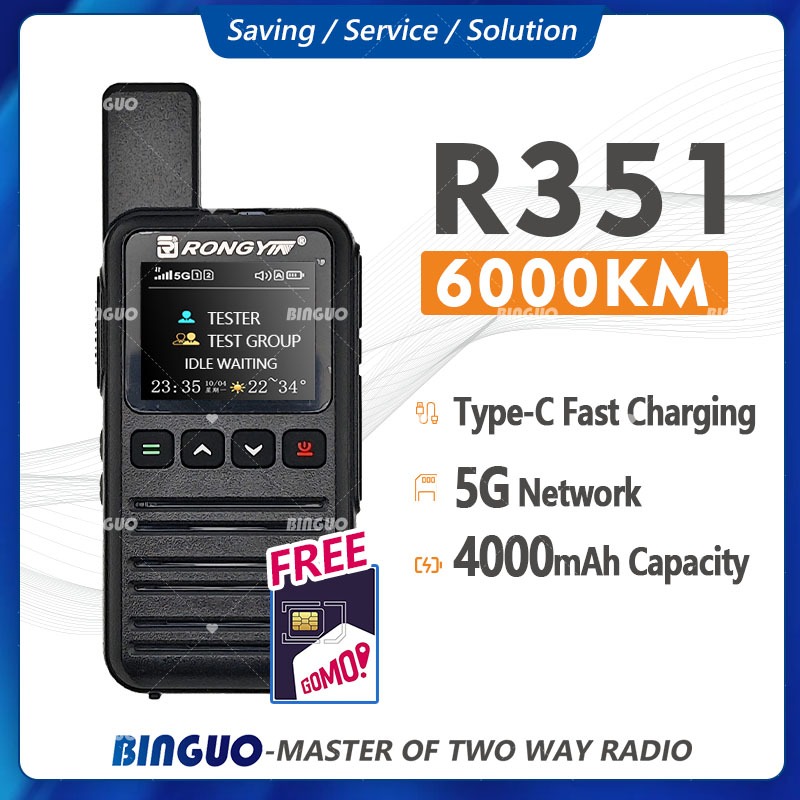 Rongyin R351 Walkie Talkie 5G Network Intercom 6000KM Unlimited ...