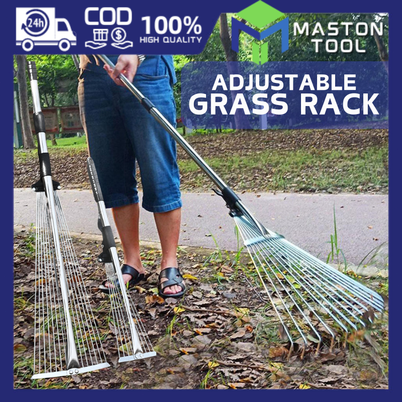 Grass Rake Garden Lawn Grass Rake Dead Leaves Rake 72-150 Cm Telescopic ...