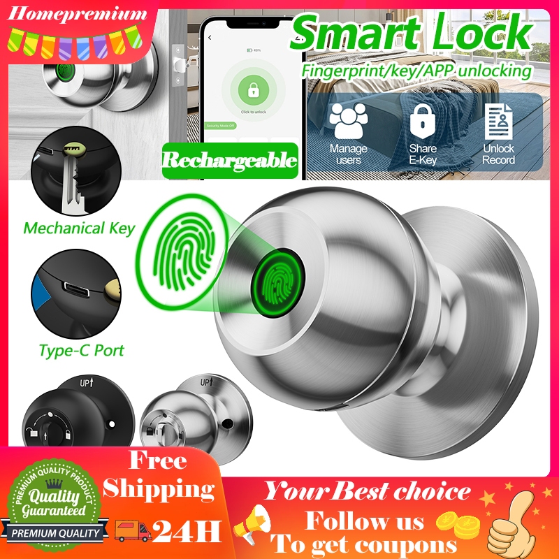 TUYA Smart Door knob Fingerprint Door Lock Anti-Theft Smart Lock With ...