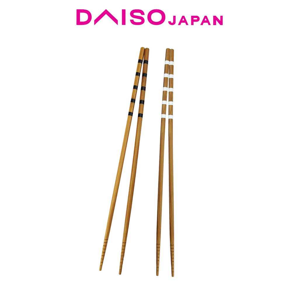 Daiso Bamboo Cooking Chopsticks in Monotone Stripes Design (2 pairs ...