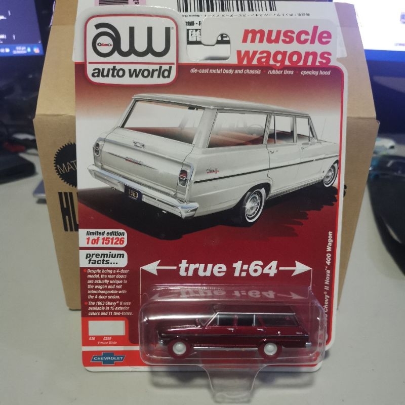 [ULTRA RED CHASE] Auto World Ermine White 1963 Chevy II Nova 400 Wagon ...