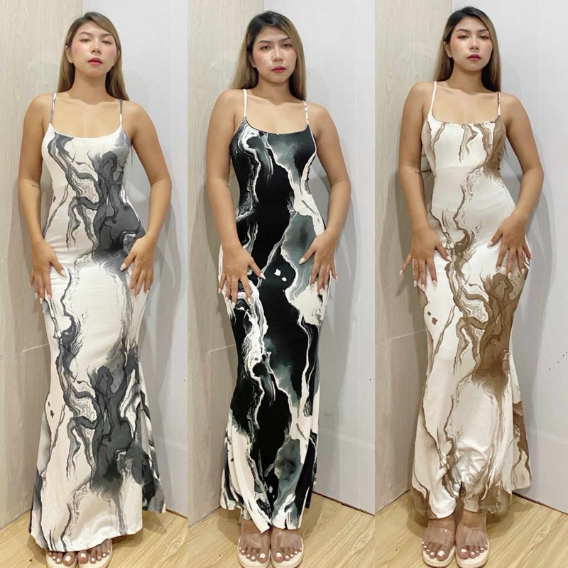 SERENA MAXI DRESS Long Bodycon Marble Dress | Shopee Philippines