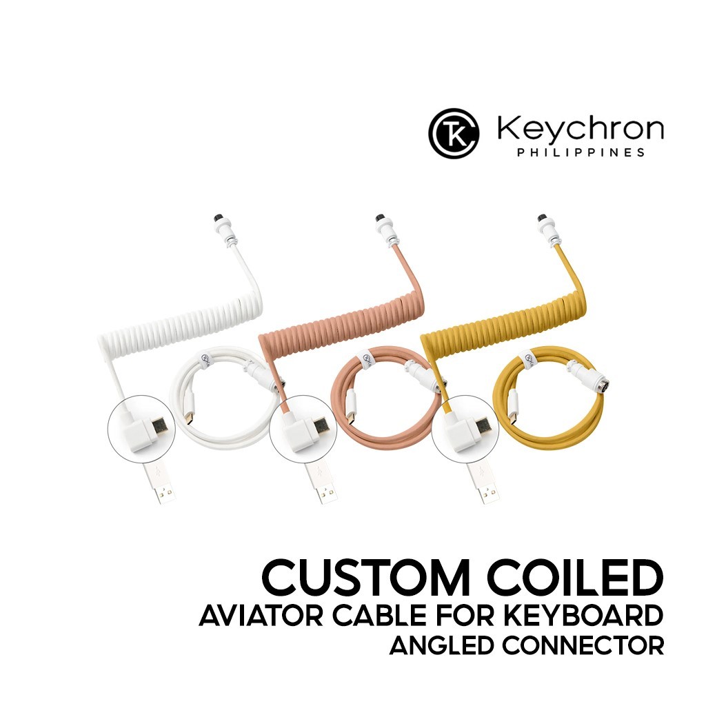 Keychron Custom Coiled Aviator Cable for Keyboard, Angled Connector ...