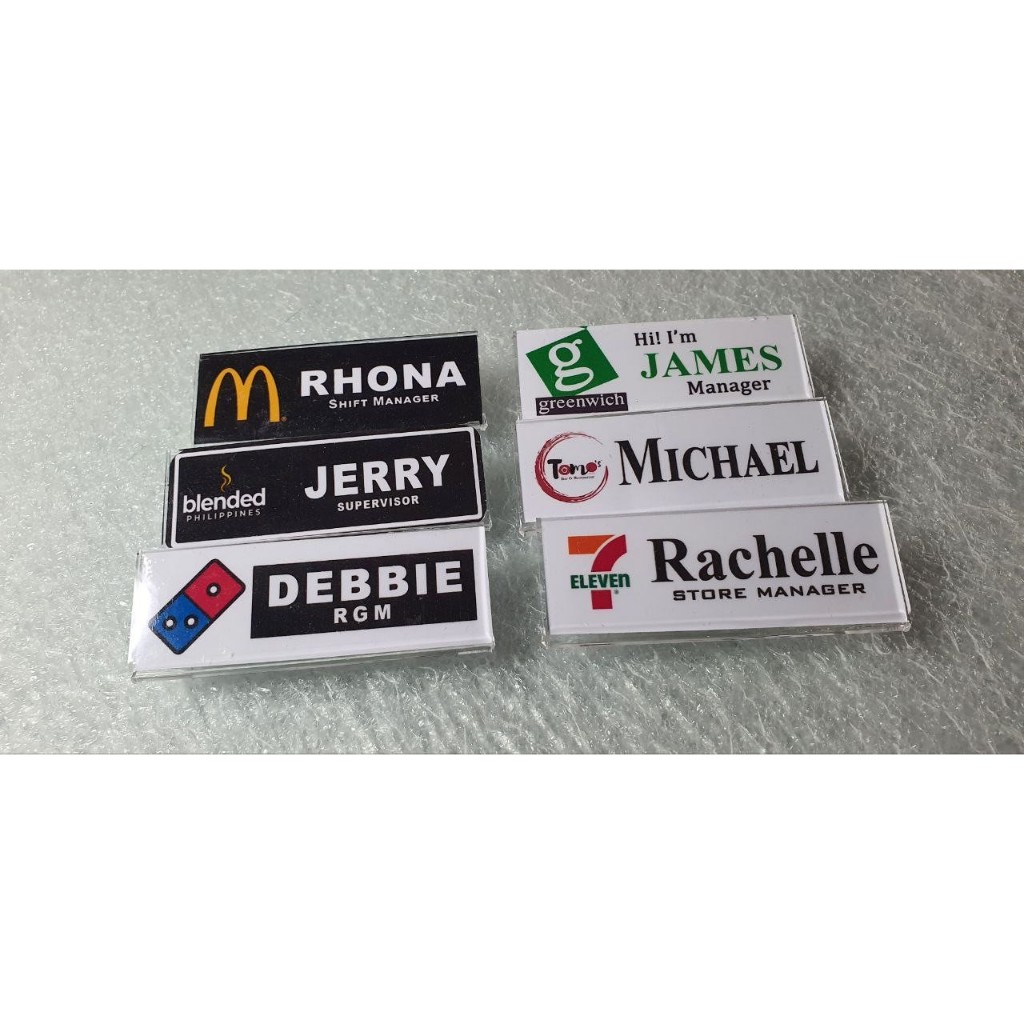 Insertable Acrylic Nameplate with pin | Name Tag | Size 70x25mm ...