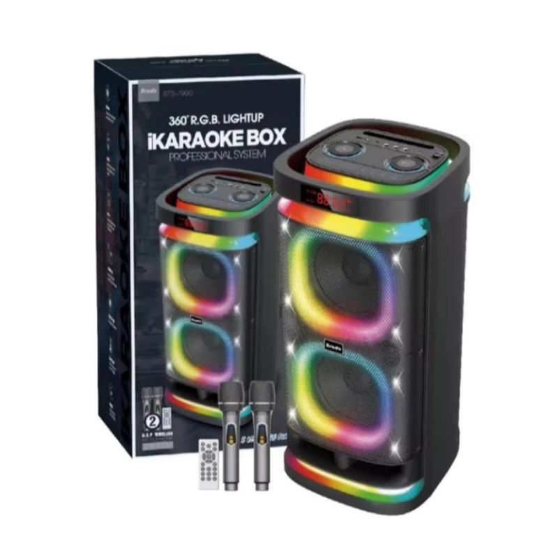 Brodu BTS-1990/1993 8"×2 inch Bluetooth Karaoke Speaker with 2 wireless ...