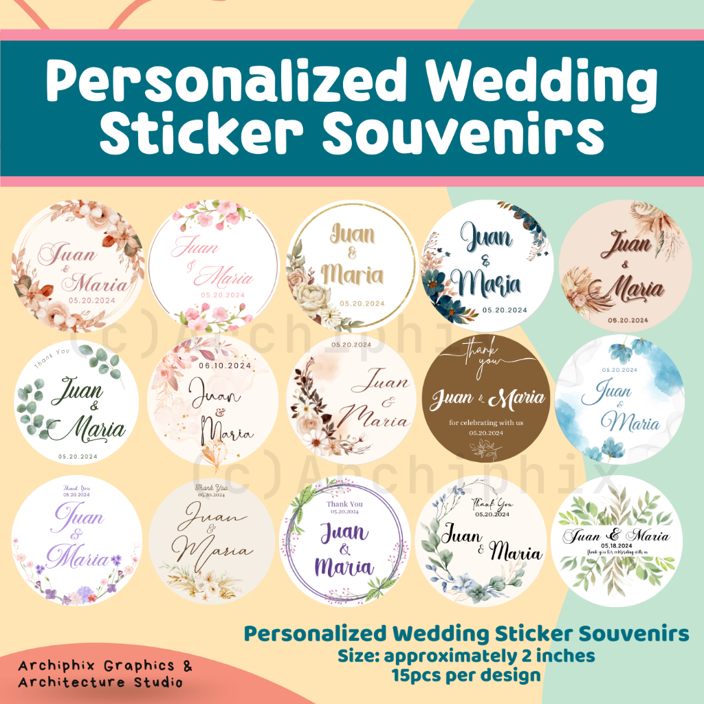 Personalized Wedding Gift Sticker Giveaway Souvenirs Theme by Archiphix ...