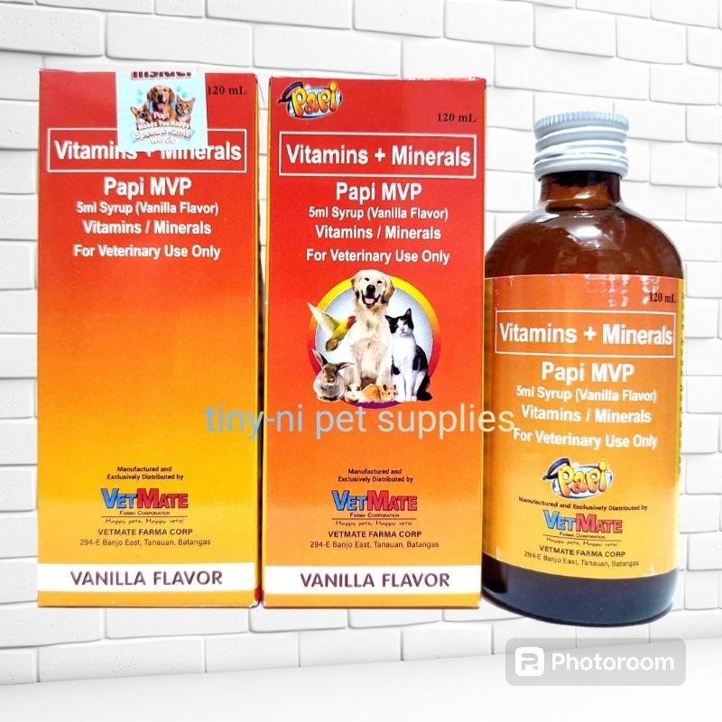 Papi MVP_pet Syrup for Dog Cat|120ml Multivitamins + Minerals | Shopee ...