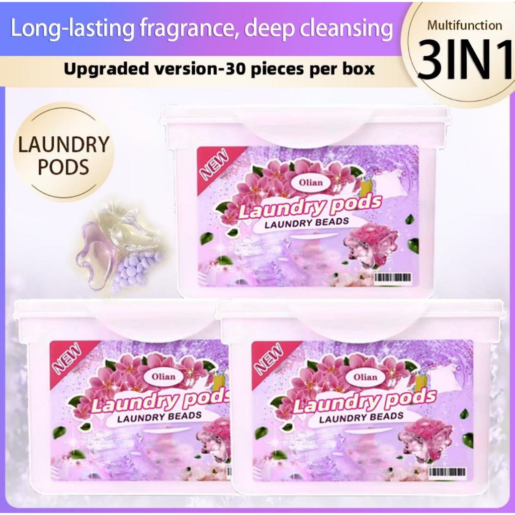 30PCS Laundry Pods Detergent Capsules Ball Wash Beads Laundry Long ...