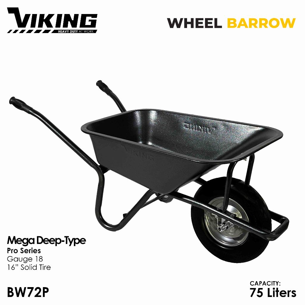 VIKING Wheelbarrow Deep Type with 16-inch Solid Wheel 75 Liters 150kg ...