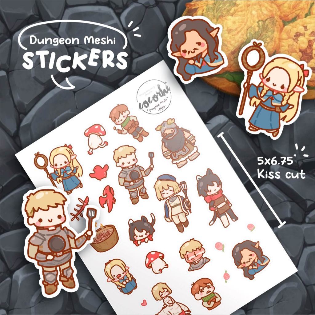 Dungeon Meshi Stickers | Delicious in Dungeon | A5 size for journals ...