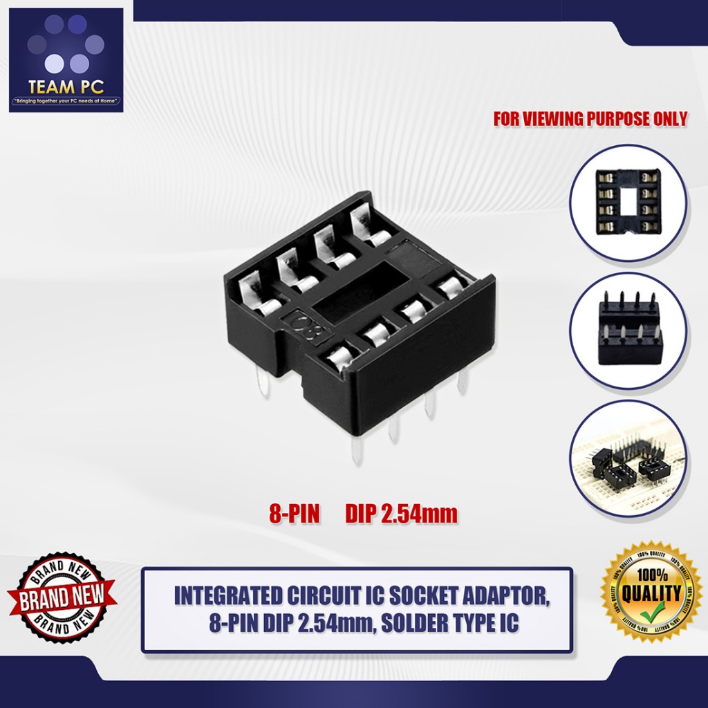 TEAM PC INTEGRATED CIRCUIT IC SOCKET ADAPTOR, 8-PIN DIP 2.54mm, SOLDER ...